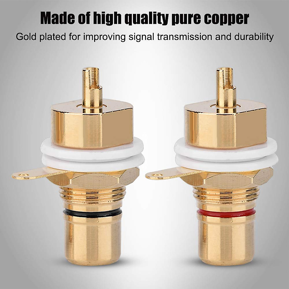 2 Pcs Terminal Gold Plated Copper Panel Mount Female Jack Terminal Socket Audio Connector