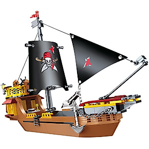 BRICK STORY Pirate Ship Building Sets Boat and Ship Model Pirate Toys Building Blocks Pirate Ship Toys for Boys and Girls Pirate Adventure Playset Gift for Kids Age 6-14 Years, 308 PCS