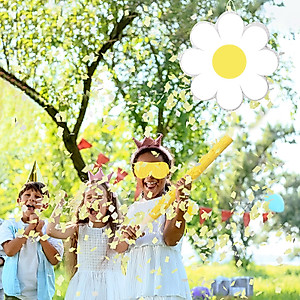 Aoriher Daisy Flower Piñata Set Include Bat Blindfold Confetti Tassel Flower Piñata Daisy Hippie Boho Piñata for Birthday Baby Shower Gender Reveal Wedding Floral Party Supplies(Daisy Flower)