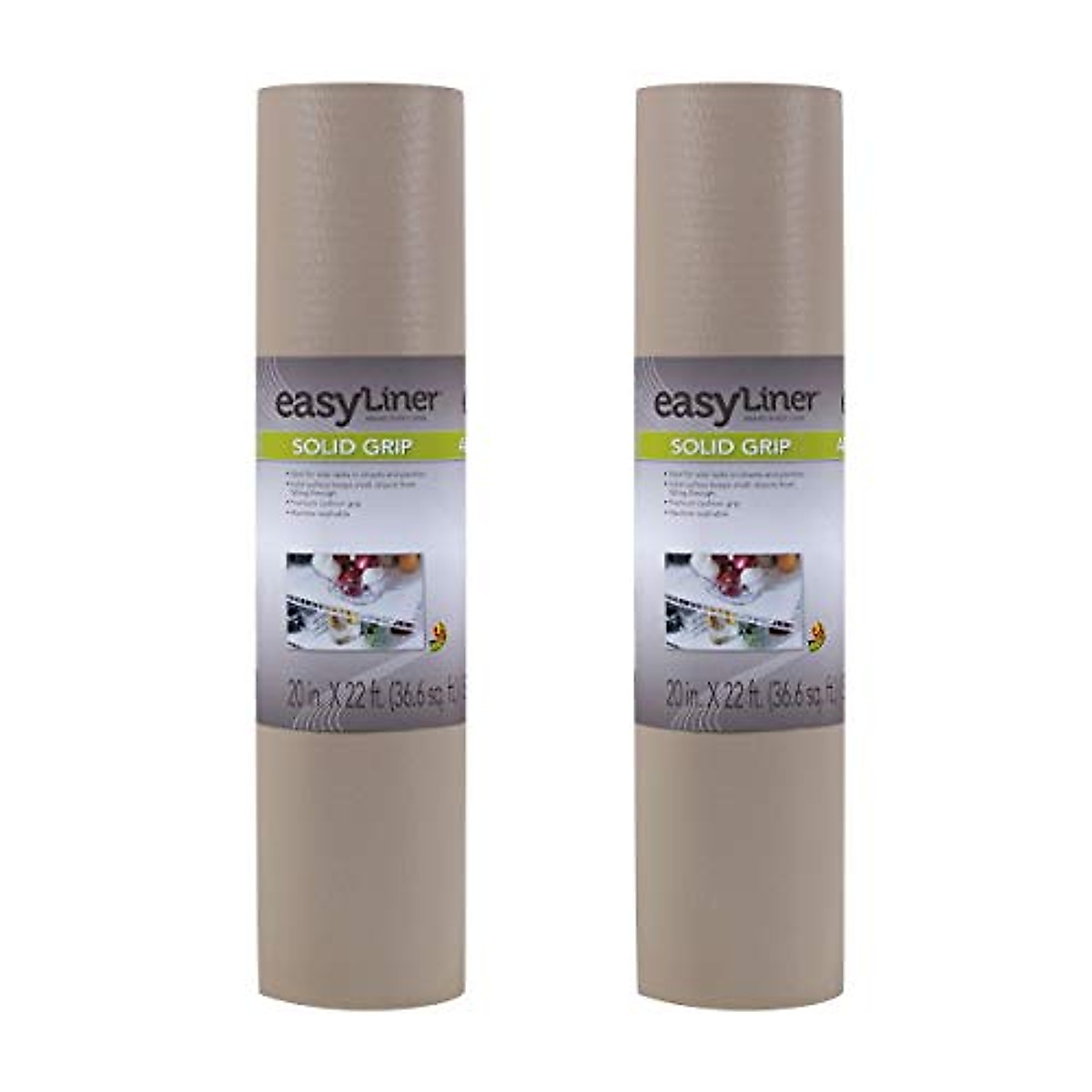 Duck Solid Grip EasyLiner Shelf Liner, 20 in x 22 ft, Taupe, 2 Rolls