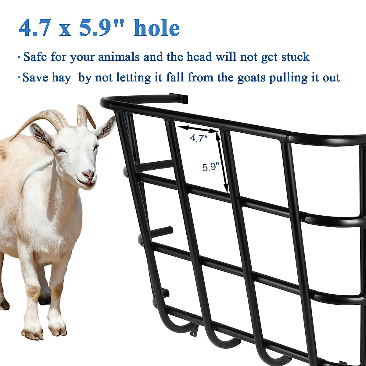 ICITYWALL Hay Feeder Goat, 24.4 x 20.8 x 12.6 Multiple Sided Goat Hay Rack, Heavy Duty Galvanized Metal Wall Hay Rack for Sheep Horses, etc(Black)