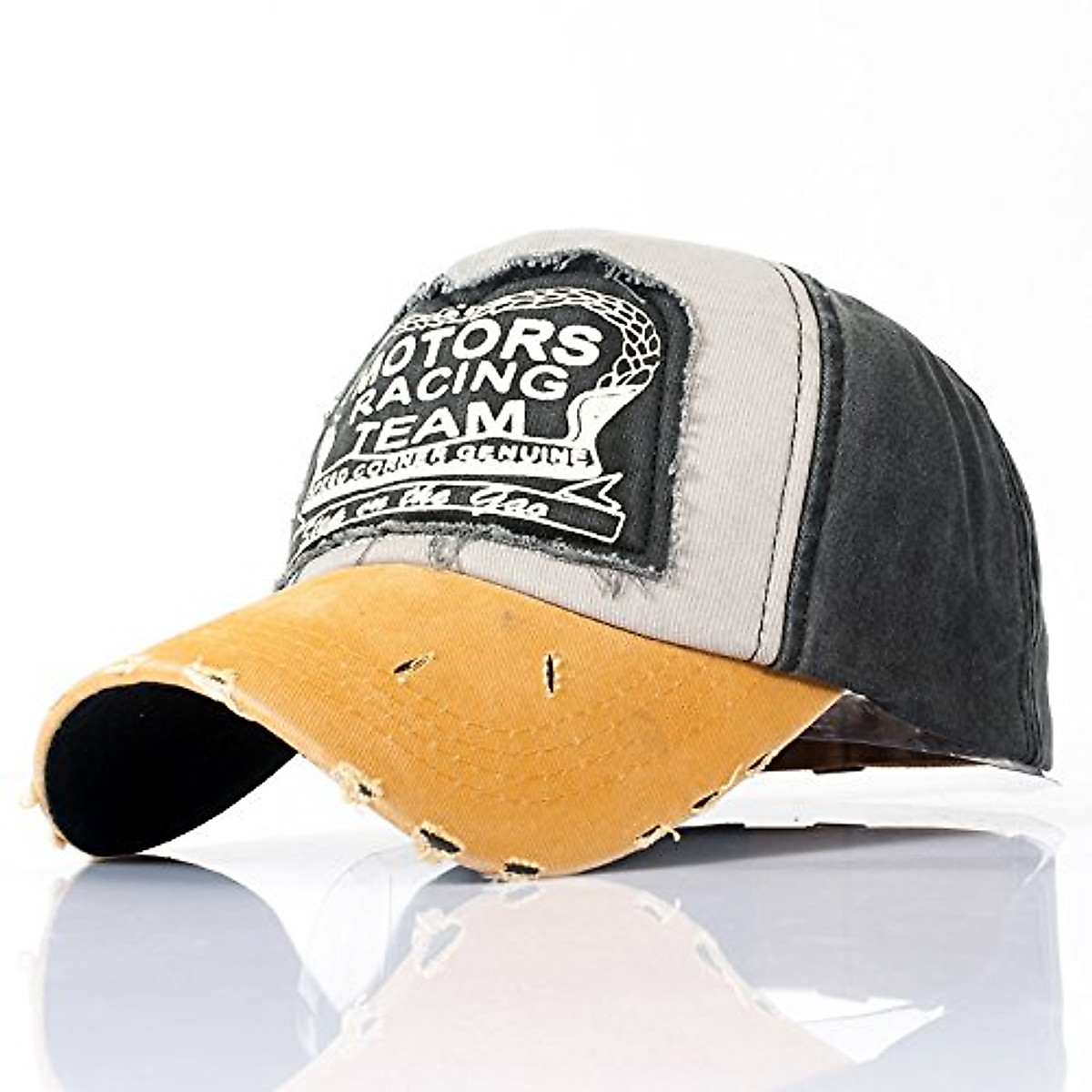 LONGTEN Vintage Baseball Cap Denim Cotton Frayed Edge Sunhat Adjustable Unisex