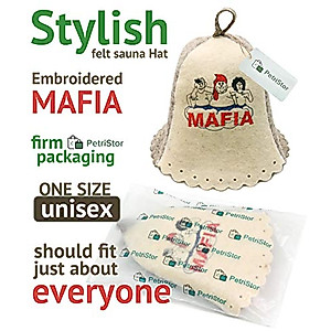 PetriStor Sauna Hat Embroidered Mafia for Man Natural Felt Made in Ukraine
