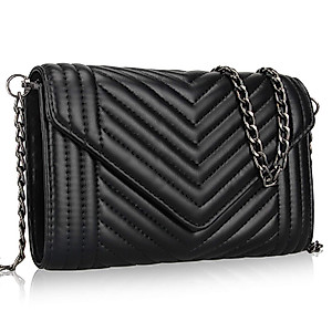 Small Leather Crossbody Bag for Women Clutch Purse Womens Handbag Black Crossbody Purse Designer Shoulder Bag wiht Chain Strap Quilted Cross Body Bags Phone Purses