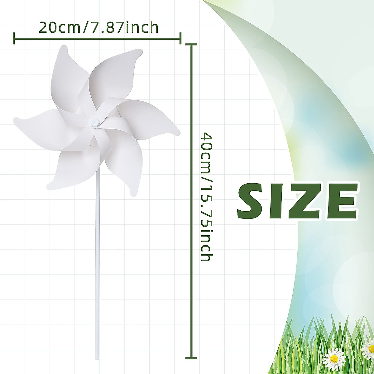 12 Pieces Novelty DIY Pinwheels Craft for Kids Color Your Own Pinwheels 4th of July Patriotic Pinwheels Crafts White Blank Pinwheels Summer Crafts for Classroom Art Daycare Project Activities