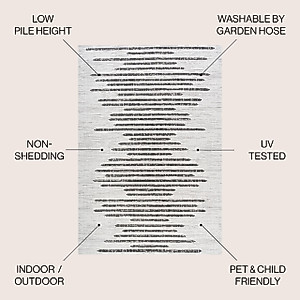 JONATHAN Y SMB124D-8 Zolak Berber Stripe Geometric Indoor Outdoor Area-Rug Bohemian Contemporary Easy-Cleaning Bedroom Kitchen Backyard Patio Non Shedding, 8 X 10, Ivory/Black