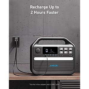 Anker 555 Portable Power Station, 1024Wh Solar Generator (Solar Panel Optional) with LiFePO4 Battery, 6 AC Outlets, 3 USB-C PD Ports at 100W Max, 1000W Powerhouse for Outdoor RV, Camping, Emergency