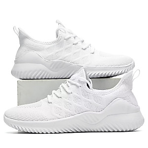 Womens Fashion Walking Sneakers Trainers Running Tennis Ladies Shoes Sports Jogging Gym Breathable Soft Sole Work Shoes White