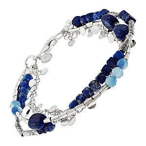 Silpada 'Azurro' Aquamarine & Hematite Bead Bracelet in Sterling Silver, 7.5"