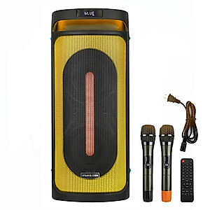 Portable Karaoke Speaker Karaoke Machine System 200 Watt Peak Power Bluetooth for Adults Kids PA Stereo with Dual 6.5" Woofer, DJ Lights, 2 Wireless Mics, LCD Screen, Recording/MP3/USB/TF