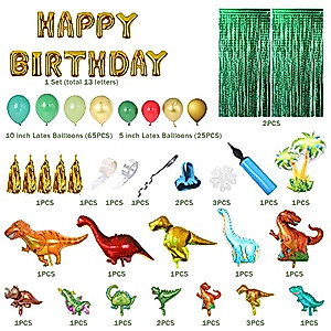 Dinosaur Party Decorations 135 Pcs Dinosaur Birthday Party Supplies with Dinosaurs Balloons, Happy Birthday Balloons, Curtains, Dinosaur Theme Party for Kids Girls Boys Baby Shower Celebration