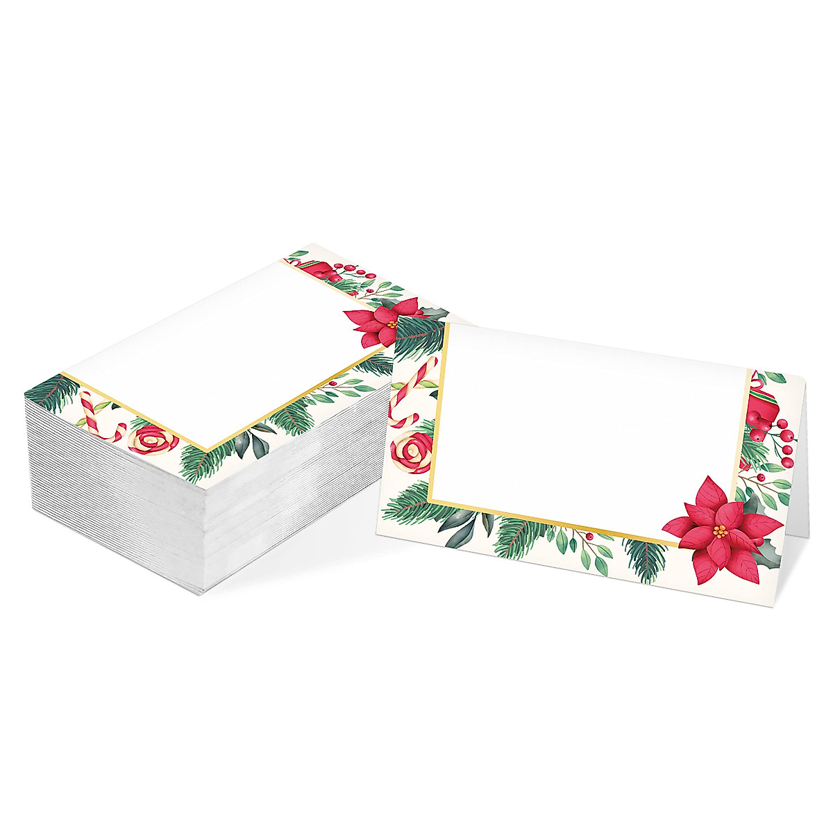 Table Place Card, Christmas Themed Tent Style Cards, Pack of 25 Half-Fold Reception Place Card, Perfect for Christmas Party, Birthday, Wedding, Bridal Shower, Baby Shower, Banquet C21