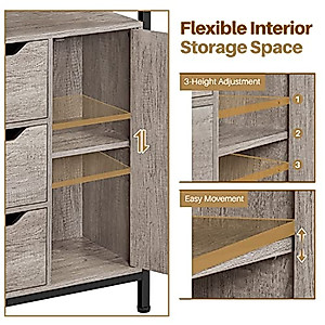 Yaheetech 2-Piece Bathroom Furniture Sets, Includes 3-Tier Over-The -Toilet Storage Organizer Rack Stand with Door, Rustic Floor Storage Cabinet with 2 Open Shelves for Bathroom, Gray