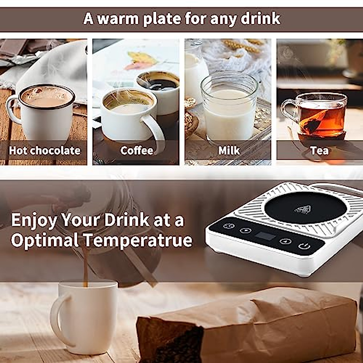 Mug Warmer,Coffee Warmer for Desk with Auto Shut Off,Keep Temperature Up to 131℉/ 55℃ for Office/Home to Warm Coffee Tea Milk Candle Heating Wax,Great Gift for Christmas