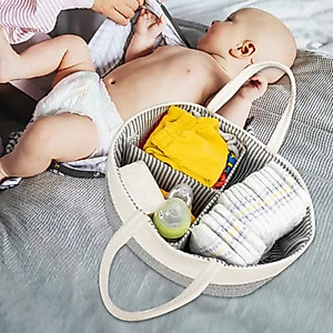 Cotton Rope Baby Changing Basket with Soft Baby Changing pad Extra Travel Diaper Changing Table Topper Boho Nursery Decor