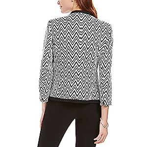 Kasper Women's Petite Zig ZAG Knit Fly Away Jacket, Black Multi, 6P