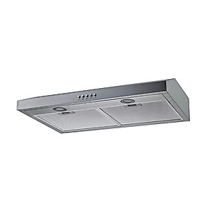 Winflo 30 In. Convertible Stainless Steel Under Cabinet Range Hood with Mesh filters and Charcoal Filters and Push Button Control