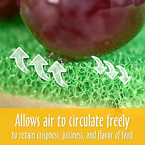 4-Set Fruit & Veggie Life Extender - 16x12 Inch - Foam Fridge Shelf Mat & Refrigerator Drawers Liner - Washable Pads - Extends Life of Produce & Prevents Spoilage - Keeps Food Fresh & Crispy