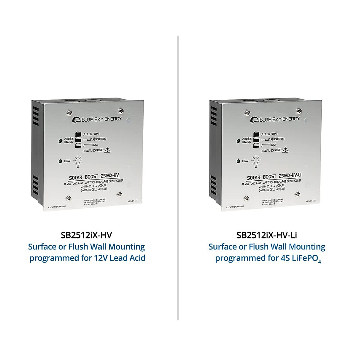 Blue Sky Energy Solar Boost SB2512iX-HV-Li, 25A MPPT Solar Charge Controller for 4S LiFePO4 Batteries. Auxiliary Output for Dual Battery Charge or 25A LVD Load Output