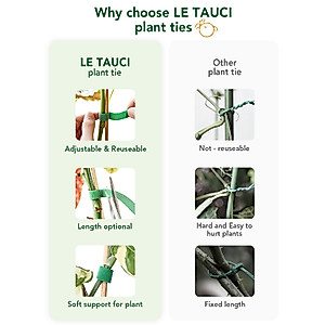 LE TAUCI Plant Ties, Garden Tape for Plant, Reusable Adjustable Thicker Support for Growing, Strong Grip, Tomato Vines Indoor Outdoor, 50 ft x 0.47 Inch, 1 roll, Green