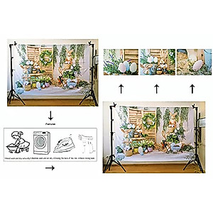 7x5ft Happy Easter Backdrops for Photography Spring Easter Background Hare Rabbits Colorful Eggs Rustic Backdrop for Party Baby Show Photo Booth Prop Backdrop