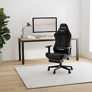 GTRACING Gaming Chair for Adults, Racing Style Computer Chair with Footrest, Adjustable Reclining Backrest and Lumbar Support, Stylish High Back Chair for Gaming and Office (Black)