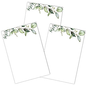 100 Pcs Greenery Cardstock Note Cards 4x6 Inch Blank Greenery Cards Thick White Card Stock Cute Green Leaves Design on Kraft Glossy Cardstock with 100pcs Envelopes for DIY Crafts Drawing Kids Painting