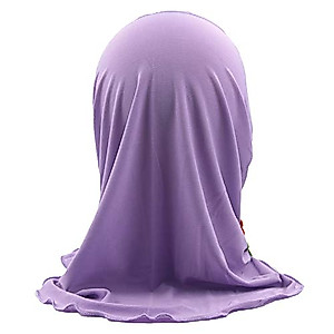 Cogongrass Muslim Hijab Islamic Arab Scarf Shawls with Beautiful Flowers for Girls Kids age 2-6