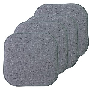 Sweet Home Collection Chair Cushion Memory Foam Pads Honeycomb Pattern Slip Non Skid Rubber Back Rounded Square 16" x 16" Seat Cover, 4 Pack, Alexis Blue/Gray