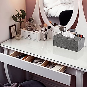 Sumnacon Linen Rectangular Tissue Box Cover - Multifunctional Tissue Box Holder with Remote Control Box, Decorative Tissue Box Remote Organizer for Home Office Car Restaurant, Grey