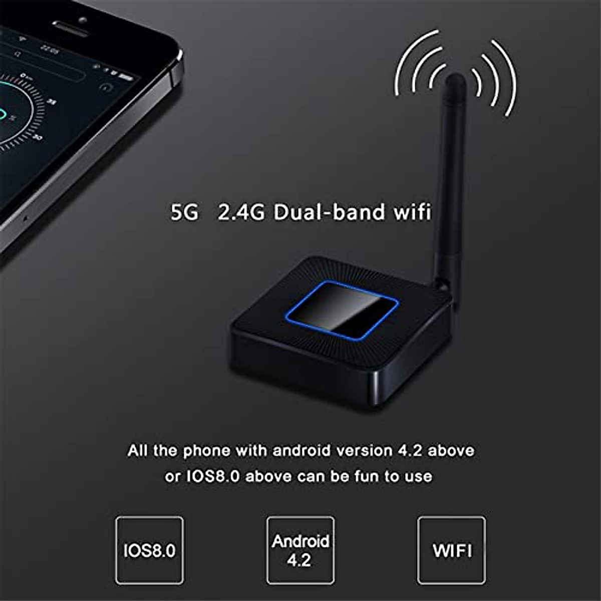 Zunate Wireless HDMI Transmitter Receiver, Wireless WiFi Display Receiver for AirPlay Mirroring OS Systems Miracast Windows Android