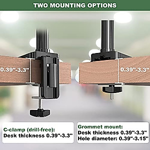 UPGRAVITY Triple Monitor Mount, 3 Monitor Stand Desk Mount for Three Flat/Curved Computer Screens Up to 27”, Fully Adjustable Gas Spring Monitor Arms Hold up to 17.6lbs Each, VESA 75x75/100x100