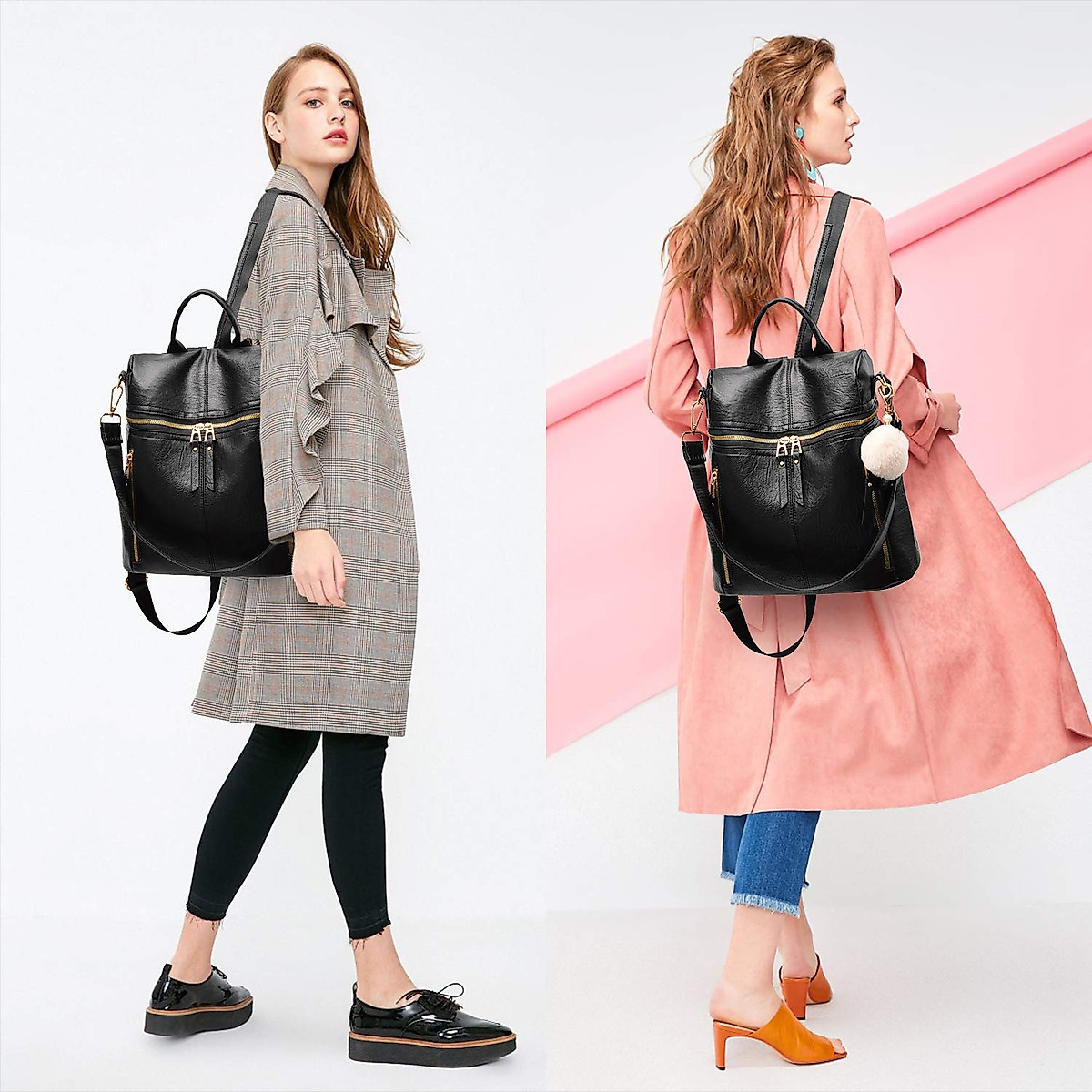 ERFEI Backpack Purse for Women Large Capacity Multipurpose Travel Bag Leather Backpack Shoulder Bag Womens Backpacks