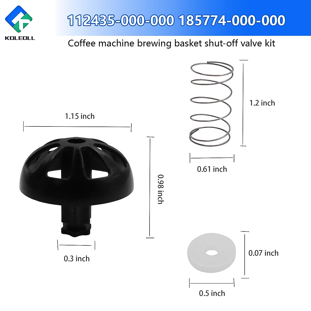 KOLEOLL 2 Pack Coffee Maker Brew Basket Stop Valve Kit 112435-000-000 185774-000-000 Compatible with Hamilton Beach Coffee Makers 990117900 990237500