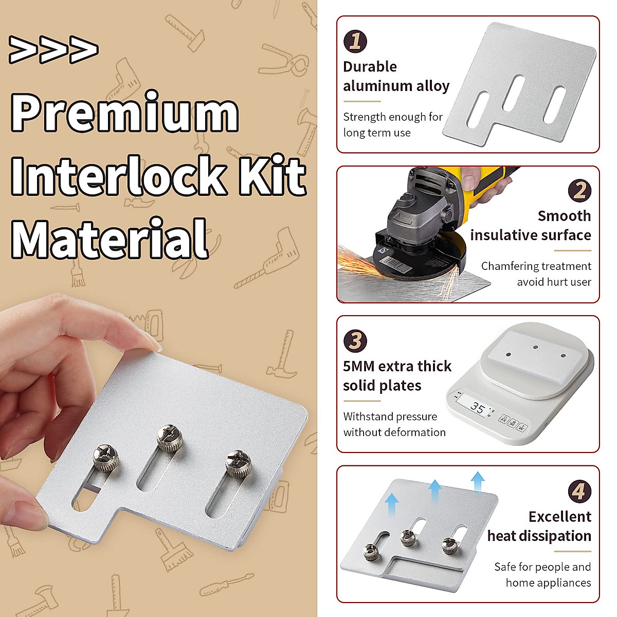 Generator Interlock Kit Compatible w/Square D QO & Homeline 150 or 200A Breaker Box, 1-3/8” Space on Main & Generator Circuit Panel, Safety Manual Lockout Transfer-Switch for Outdoor Portable Power