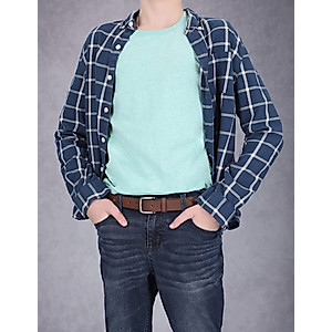 Timberland Boys' Big Leather Belt for Kids, Brown/Classic, Large