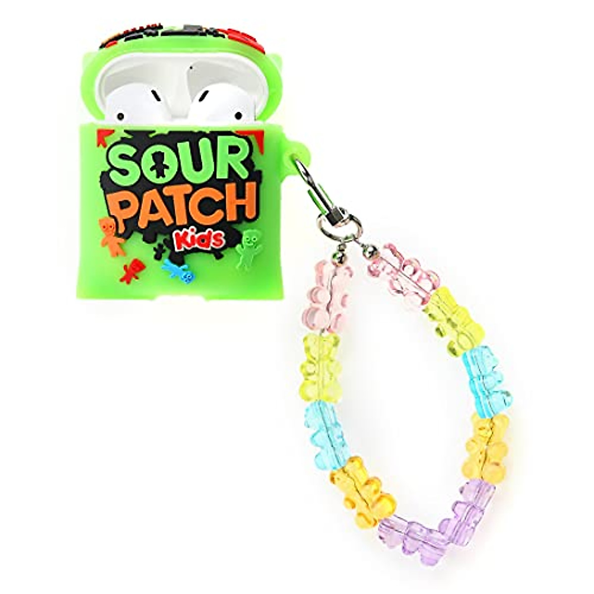 3D Candy Case for Airpod/Airpod 2,3D Cartoon Cute Food Case for Kids Girls Teens Boys,Fashion Kawaii Funny Cool Fun Stylish Character Candy Soft Case with Bear Chain for Airpod /Airpod 2 Case (Green)