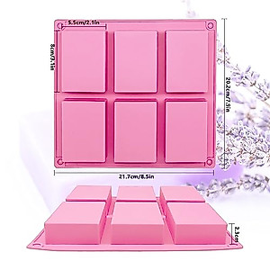 Dohia Silicone Soap Molds 6 Cavities Silicone Baking Mold DIY Handmade Soap Making D1-2306-FXSGZM (Pink)
