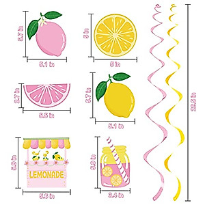 20Pcs Lemon Hanging Swirl Decorations, Citrus Lemonade Party Hanging Decor for Lemonade Baby Shower, Citrus Lime Birthday Party, Summer Fruit Party Decor, Celling, Home, Office Decor