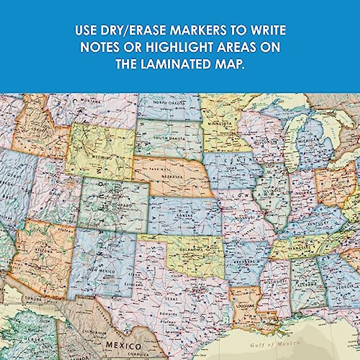 Waypoint Geographic Boardroom Series USA Wall Map, Antique-Style Laminated World Map Poster, Educational Wall Art For Home, Classroom, or Office, Unique Gifts, 24” x 36”