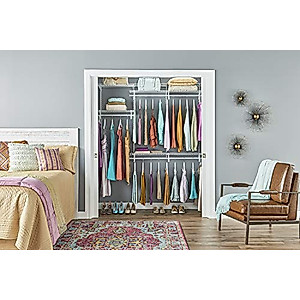 ClosetMaid ShelfTrack Wire Closet Organizer System, Adjustable from 4 to 6 Ft., With Shelves, Clothes Rods, Hardware, Durable Steel, White