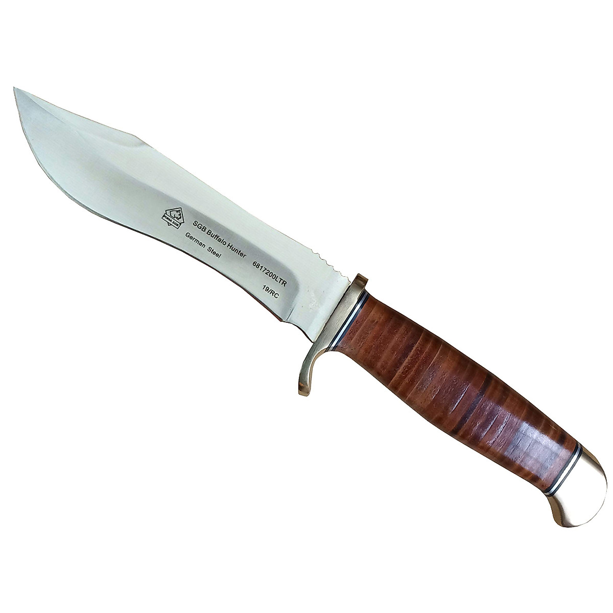 Puma SGB Buffalo Hunter Stacked Leather Hunting Knife with Leather Sheath