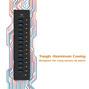 13-Port USB 3.0 Aluminum Hub (All Data/Charging BC 1.2), 12V/5A Premium Power Adapter (UGT-AH131U3-BK)