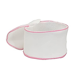Household Essentials Bra Wash Bag, Large, Soft Polyester Mesh, Dual Zippered Compartments, Snag and Tangle Resistant, Contoured Design, Perfect for Expensive or Delicate Lingerie, White and Pink Trim