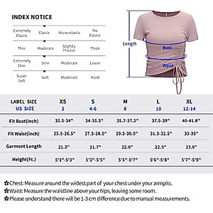 Athletic Tops for Women Short Sleeve,Workout Crop Top Fitted Yoga Shirt Drawstring Side Ruched(Off White-047,M)