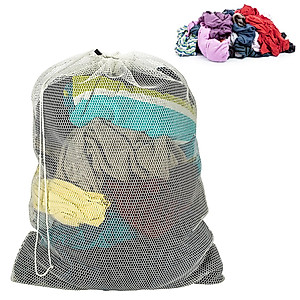 3 Heavy Duty Drawstring Mesh Laundry Bag Wash Hamper Delicates Clothes 18 X 12