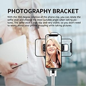 ACEHE Selfie Stick Tripod [Upgraded Stable Version] Fill Light & All in 1 Portable Bluetooth Selfie Stick with Remote Phone Tripod Stand, Cell Phone Tripod for iPhone & Android Smartphone -Black