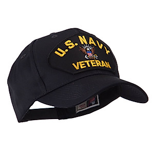 e4Hats.com Veteran Military Large Patch Cap - US Navy Black OSFM