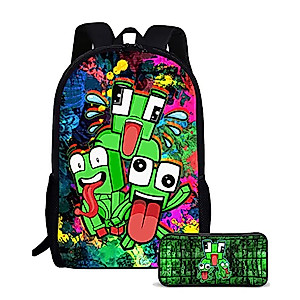 3D Printed Game Backpack Cartoon Adjustable Shoulder Strap Daypack Hiking Camping Laptop Backpack With Pencil Case Style-2, 17 Inch