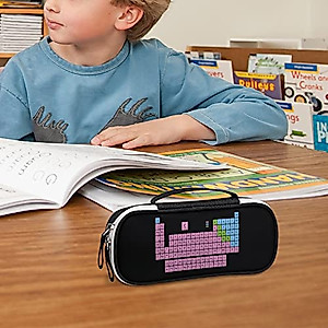 Periodic Table Chemical Element Printed Pencil Case Bag Stationery Pouch with Handle Portable Makeup Bag Desk Organizer